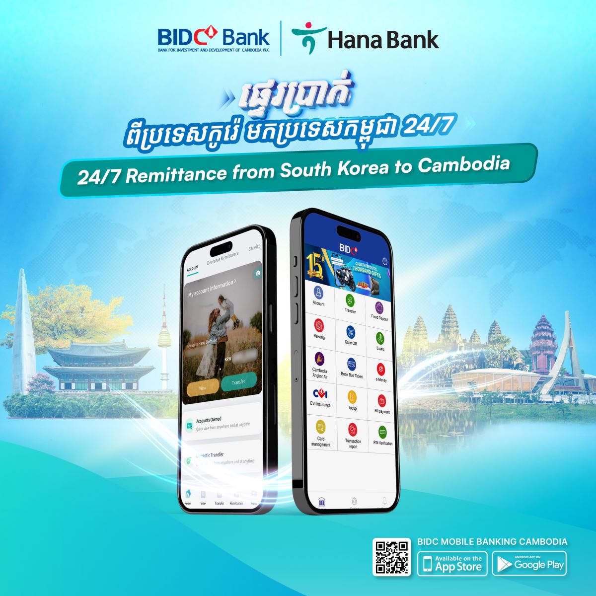 Direct 24/7 remittance service from South Korea to Cambodia | BIDC Bank Cambodia
